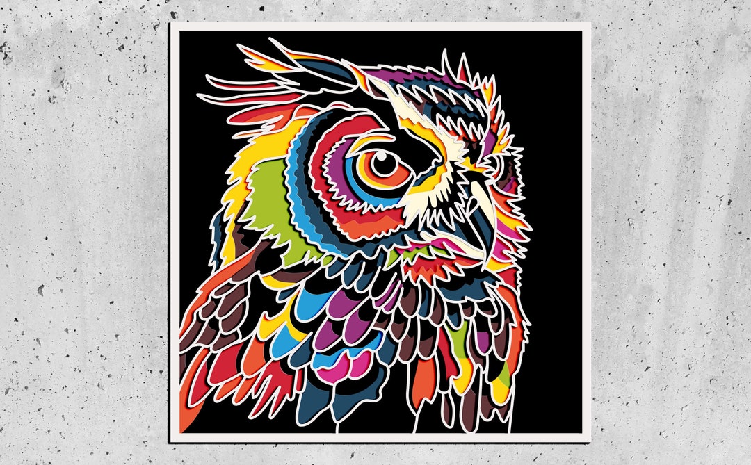 Owl 3D Multilayer Cardboard SVG, Colorful Owl Multilayer, Bird Mandala ...