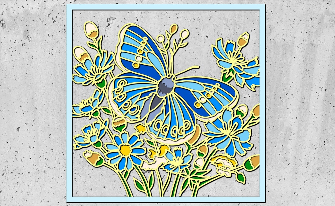 3D Butterfly With Shadow Svg,3d Papercut Flowers Svg, Cricut Silhouette ...