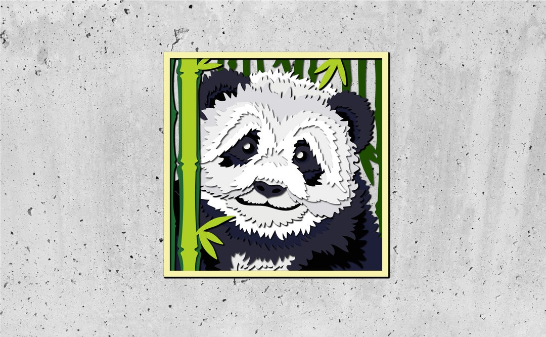 3D SVG Panda, 3D Bamboo Svg,panda Bear 3D SVG,3D SVG Panda With Bamboo ...