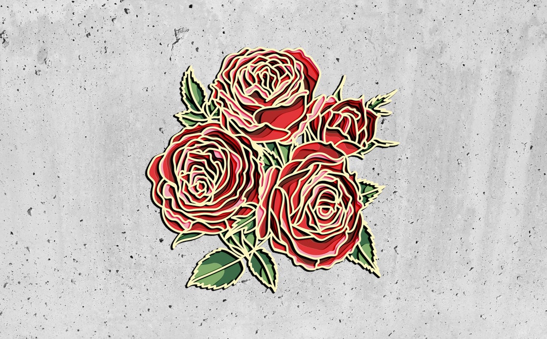 Rose 3D Layered SVG for Cardstock,rose Memorial Box,colorful Rose 3D ...