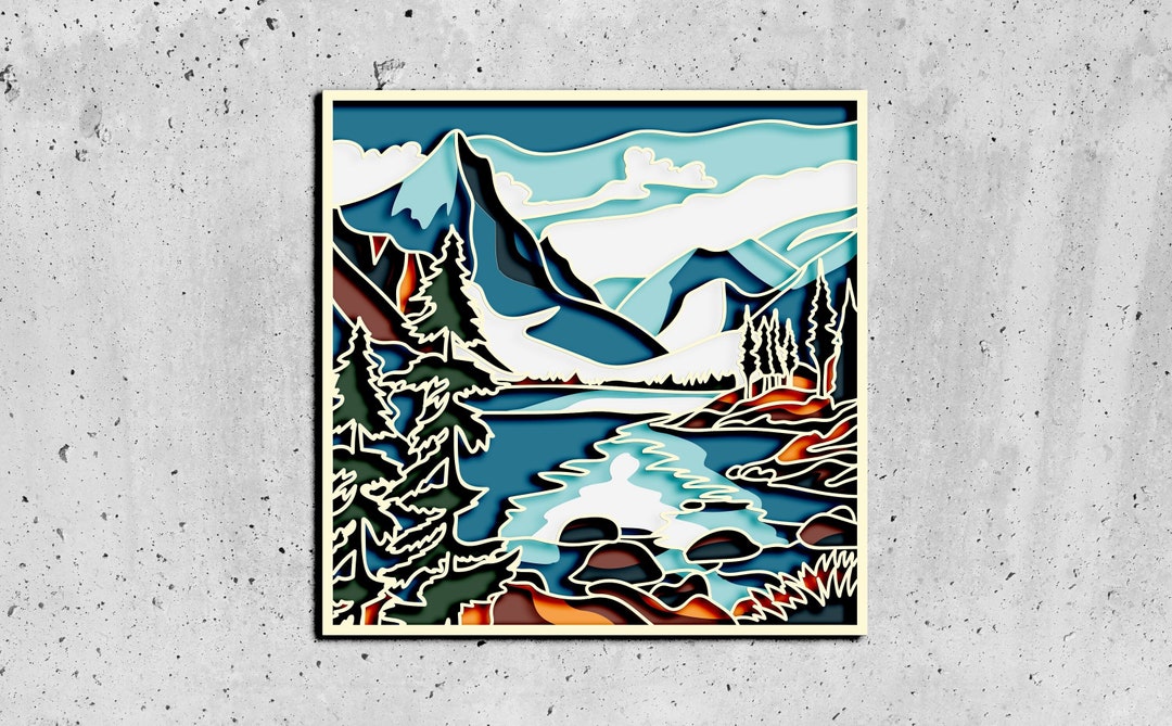 Mountain Shadow Box SVG, Layered Mountains SVG, 3d Mountains Svg ...