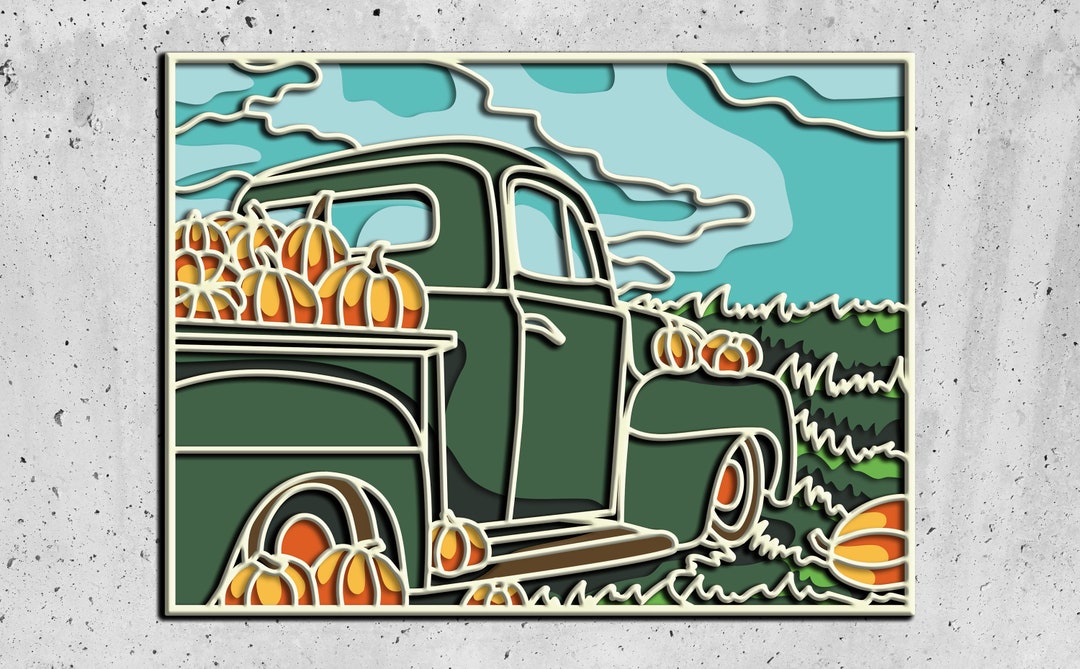Fall Svg, Farm Truck 3d Laser Svg, Layered Svg Files for Laser or ...