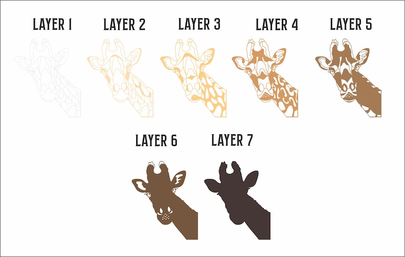 Giraffe SVG Files, Laser Cut Template Files, Layered CNC Router Svg, 3D ...