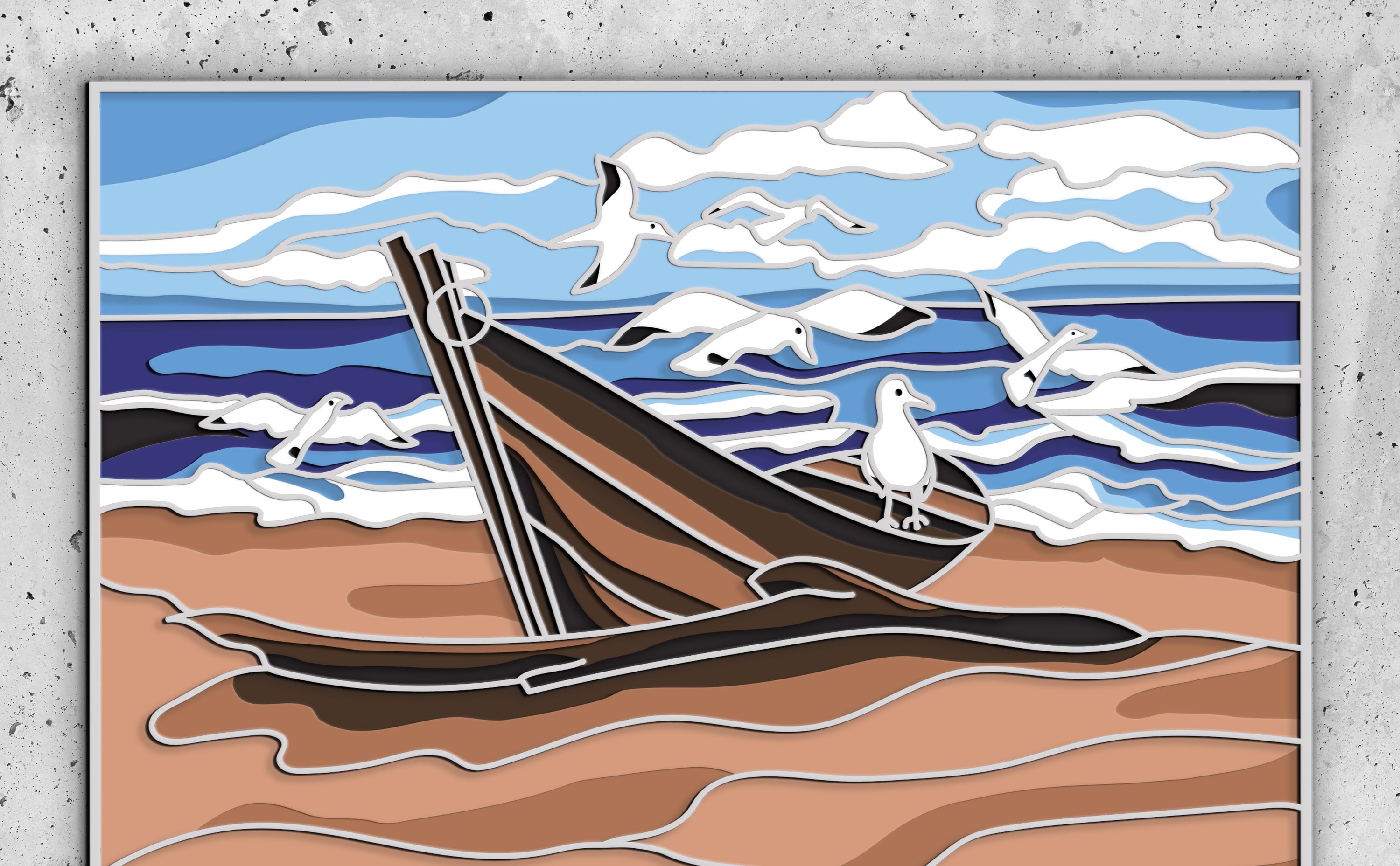 Seascape With Boats 3D Mandala SVG Files Laser Cut Template - Etsy UK