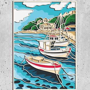 Seascape With Boats 3D Mandala SVG Files, Laser Cut Template Files ...