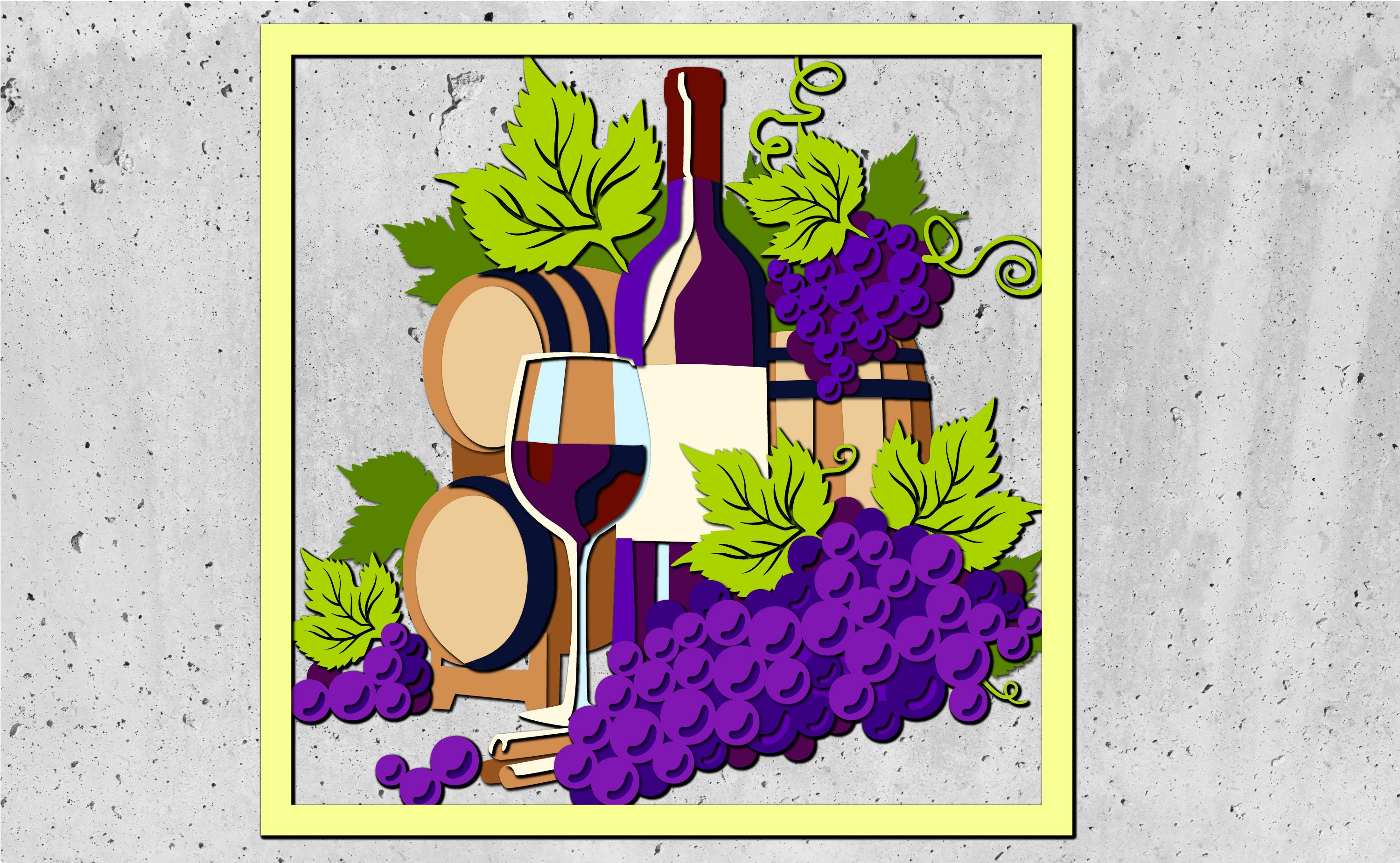 3D SVG Wine Shadow Box Layered Grape Vines,flowers Papercut Svg, Cricut ...