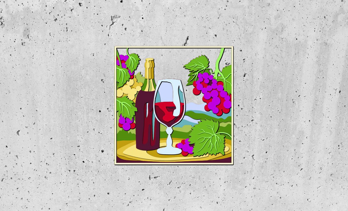 3D SVG Wine Shadow Box Layered Grape Vines, Flowers Papercut Svg ...