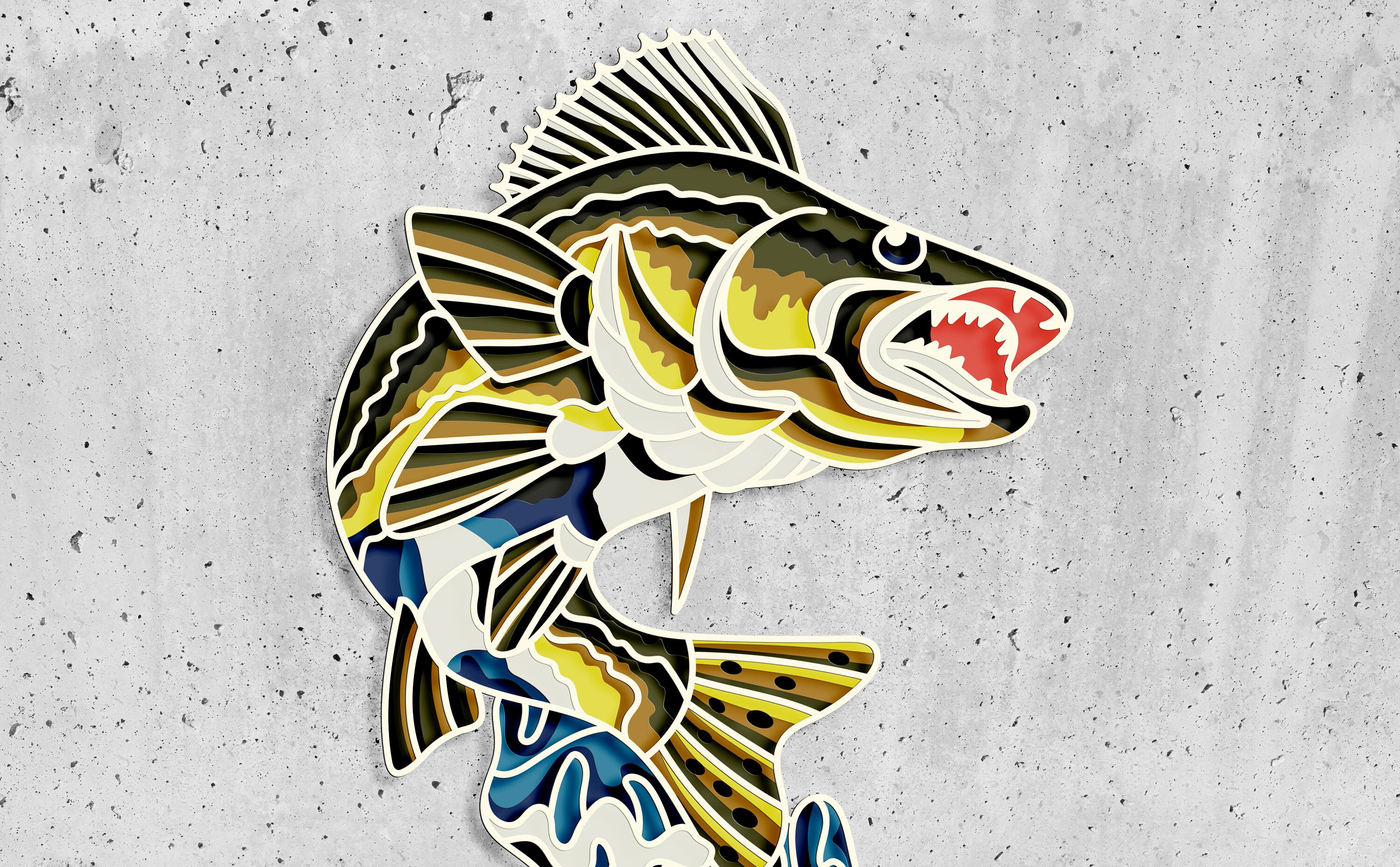 Walleye Fish Layered SVG 3d, 3D Mandala Svg, CNC Milling Station DXF ...