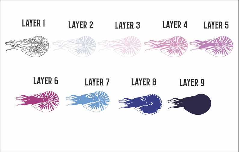 Nautilus 3D Mandala SVG Files, Laser Cutting Pattern Files, Multilayer ...