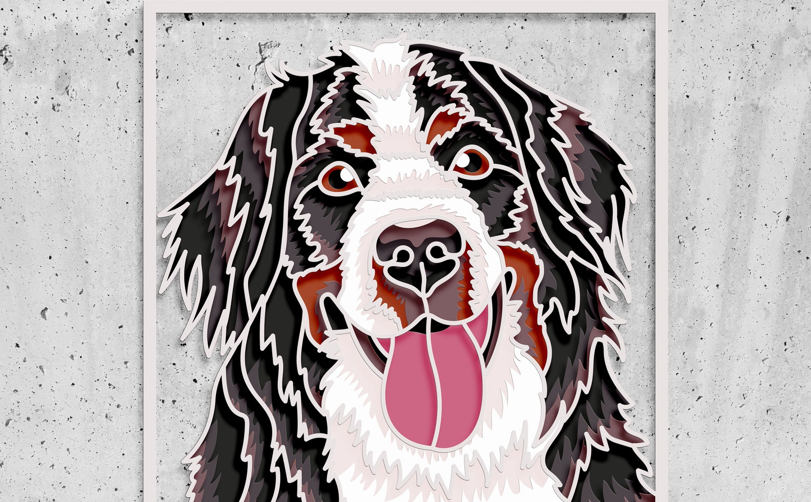 Bernese Mountain 3D Layered SVG,SVG File for Cricut,colorful Dog Pop Art,3d Dog Shadow Box,pet ...