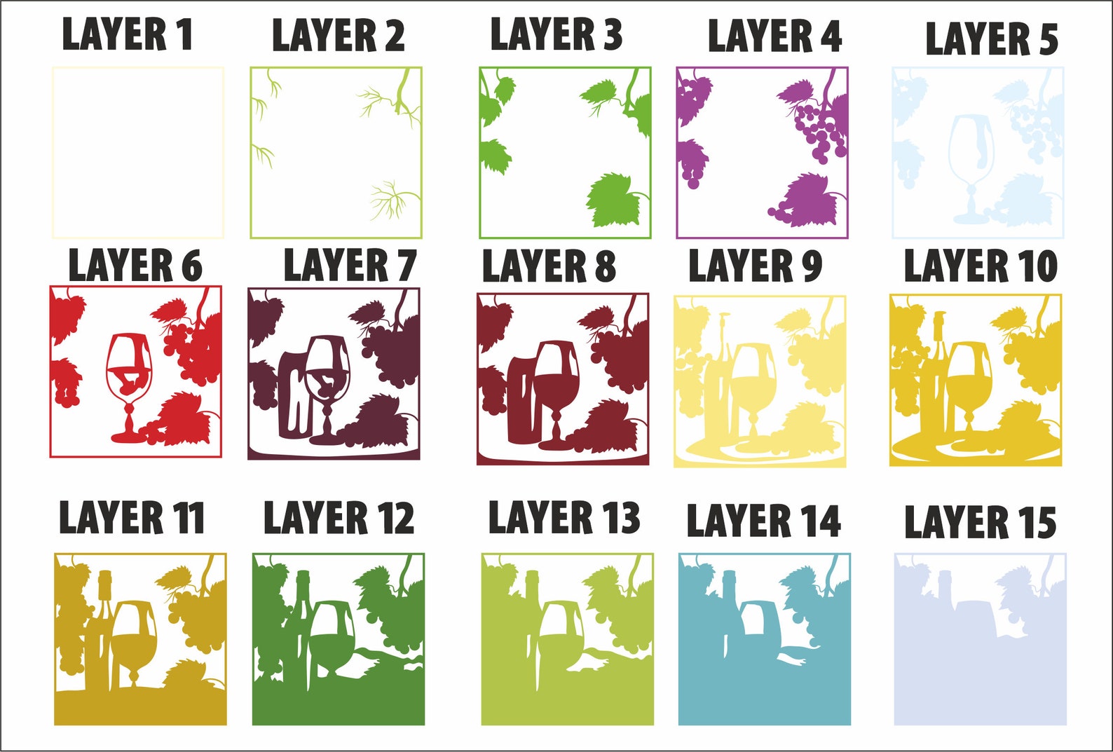 3D SVG Wine Shadow Box Layered Grape Vines, Flowers Papercut Svg ...