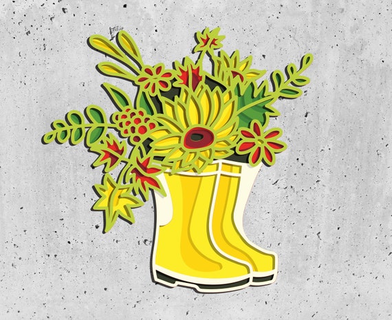 Boots for Spring Layered SVG 3d 3D Mandala Svg DXF Templates - Etsy