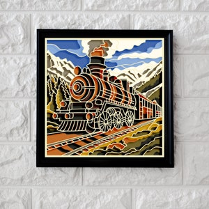 Mountain Mandala Svg File, 3D Steam Locomotive Svg Mandala, Laser Train ...