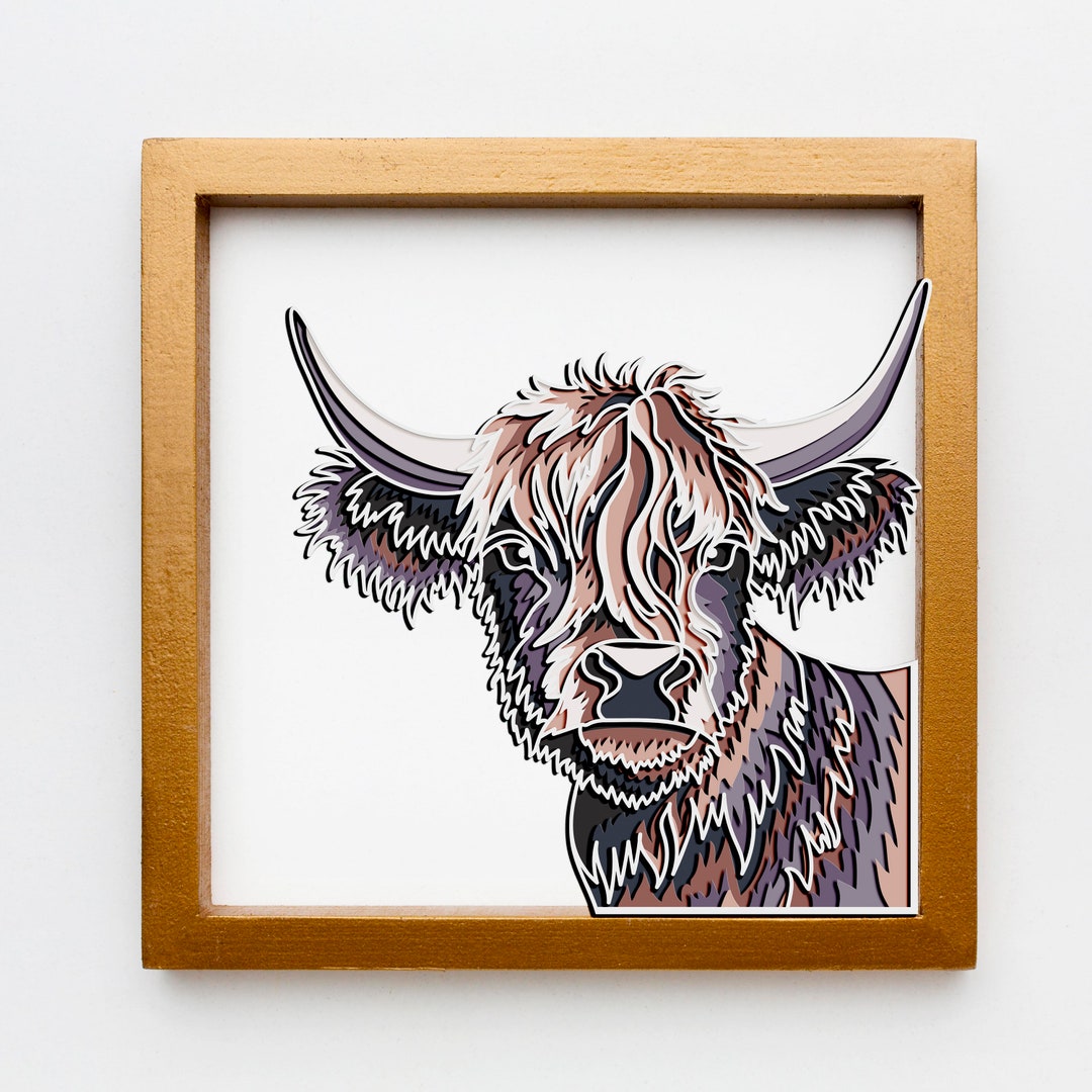 Highland Cow 3D Layered SVG for Cardstock,cow Memorial Box,colorful Cow ...