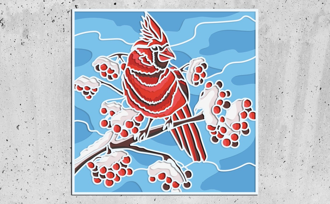 Christmas Cardinals Svg, Holidays 3d Laser Svg, Layered Svg Files for ...