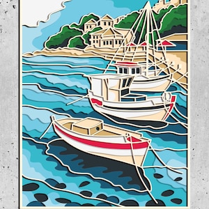 Seascape With Boats 3D Mandala SVG Files, Laser Cut Template Files ...