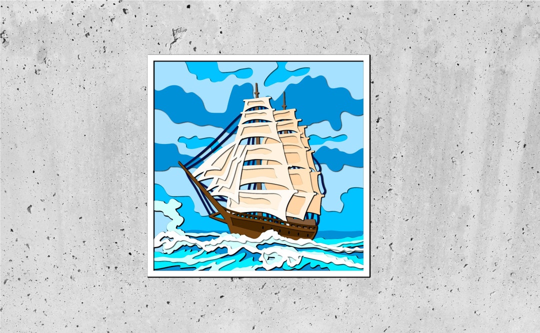 3D SVG Sailing Ship Shadow Box,sailboat 3d Svg,3d SVG Boat Cricut ...