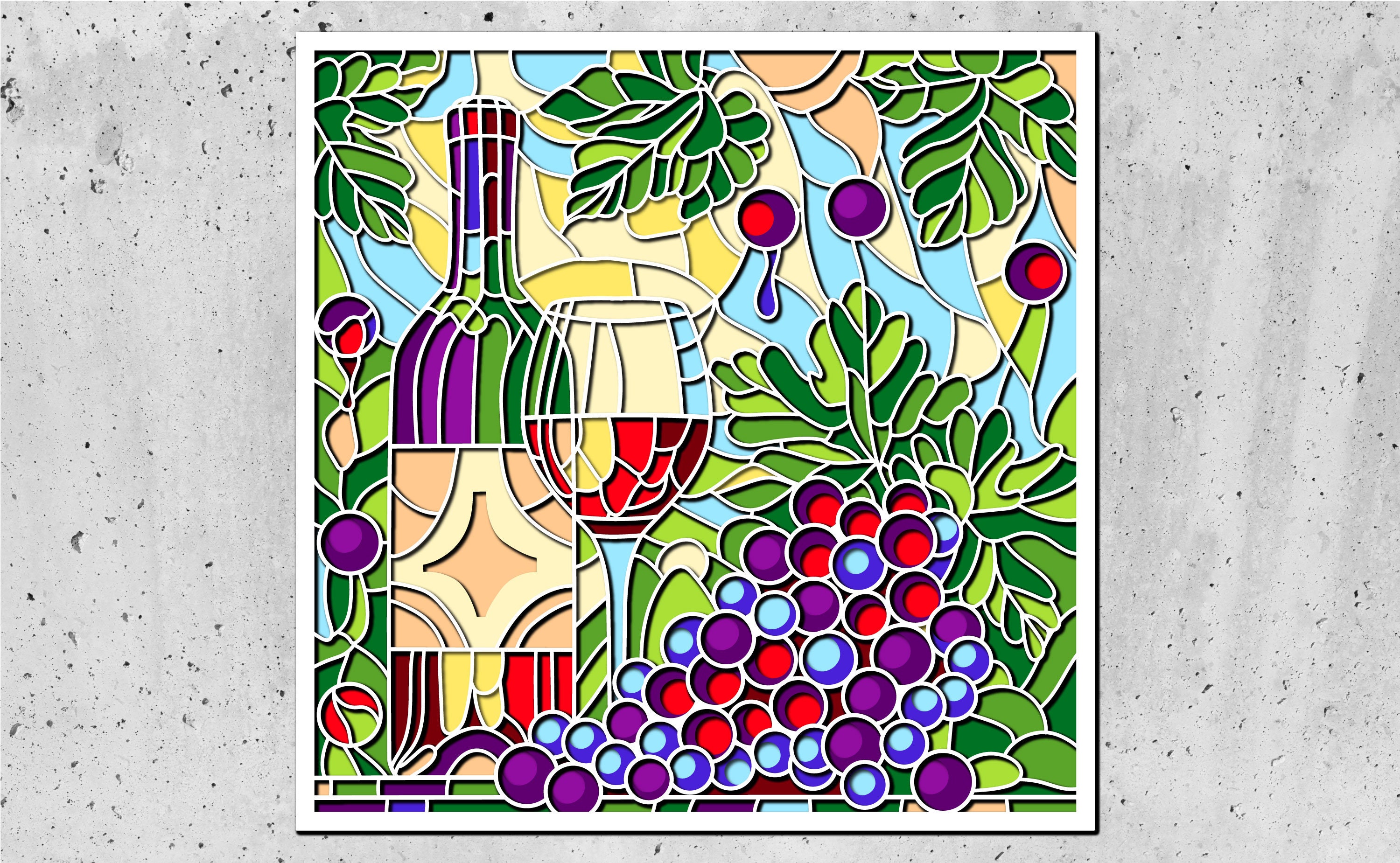 3D SVG Wine Shadow Box Layered Grape Vines,flowers Papercut Svg, Cricut ...