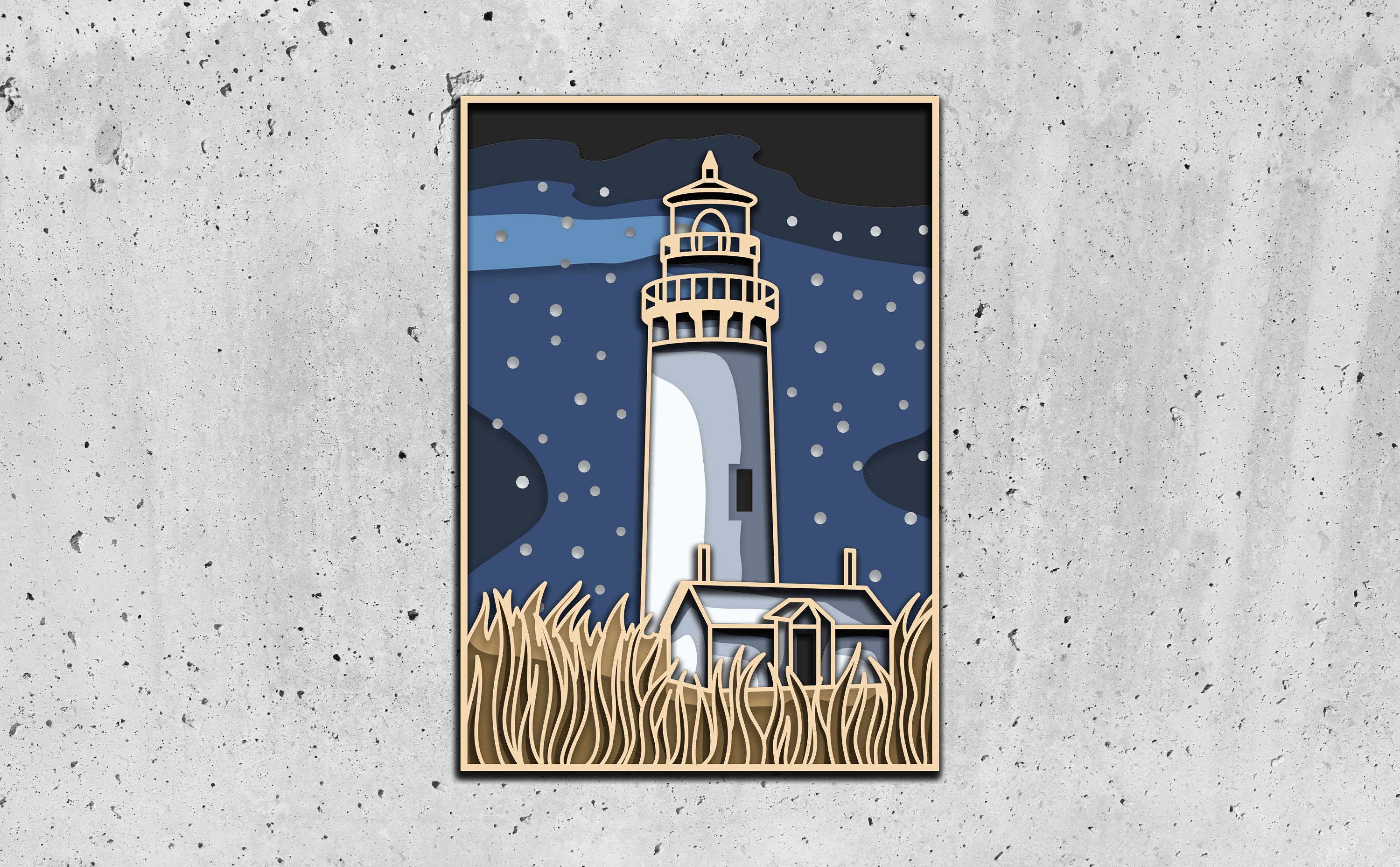 Lighthouse in Night 3D Mandala SVG Files, Laser Cut Template Files ...
