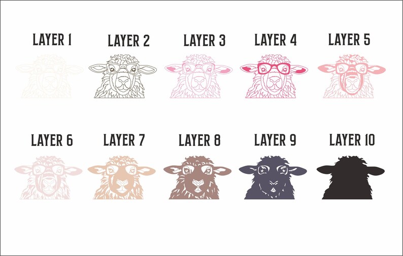 Sheep 3D Multilayer Cardboard SVG / Multicolored Sheep Multilayer ...