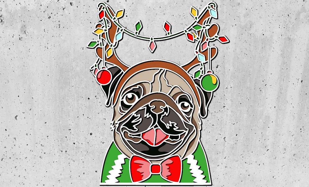 3D Pug Shadow Box,pug 3D Layered SVG for Cardboard,pug Pop Art 3D, Pet ...