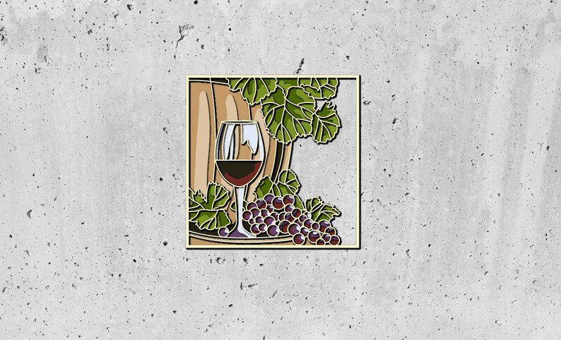 3D SVG Wine Shadow Box Layered, Winery Shadow Box,wine Glass 3D Svg ...