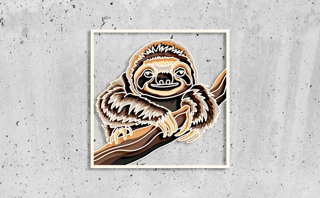 Sloth 3D Layered SVG для картона / Sloth 3D Papercraft / SVG File for ...