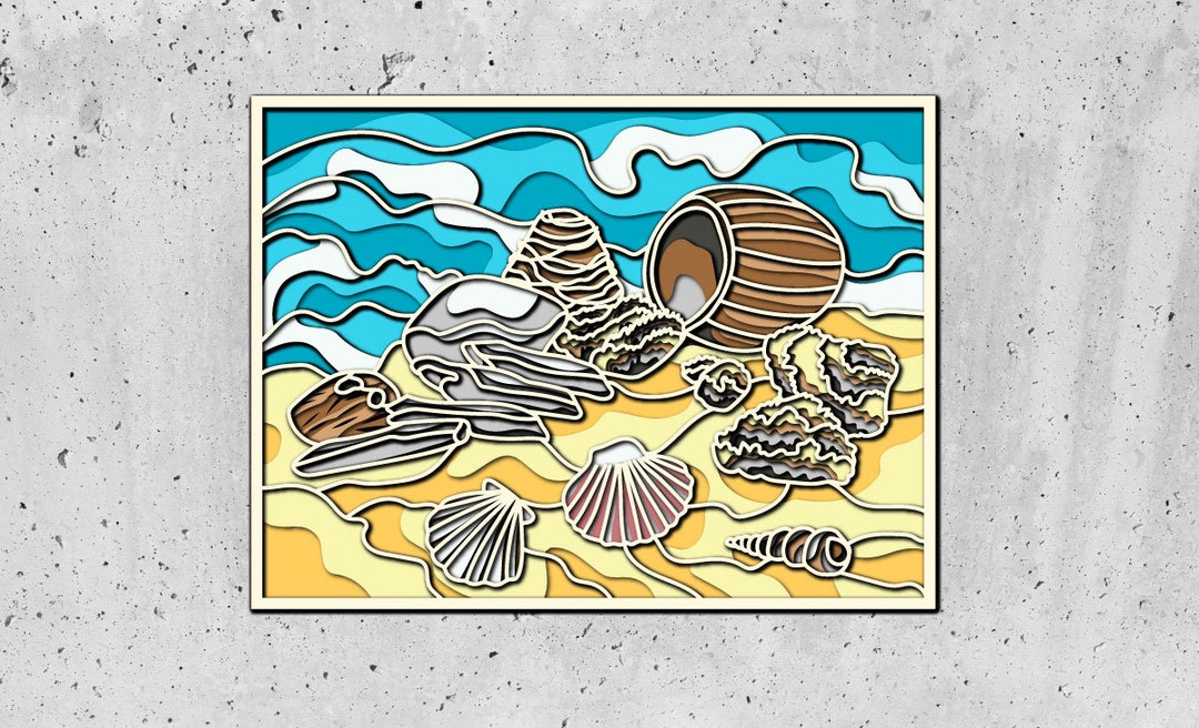 Sea Shells and Starfish 3D Mandala Svg Files, DXF Templates for CNC ...