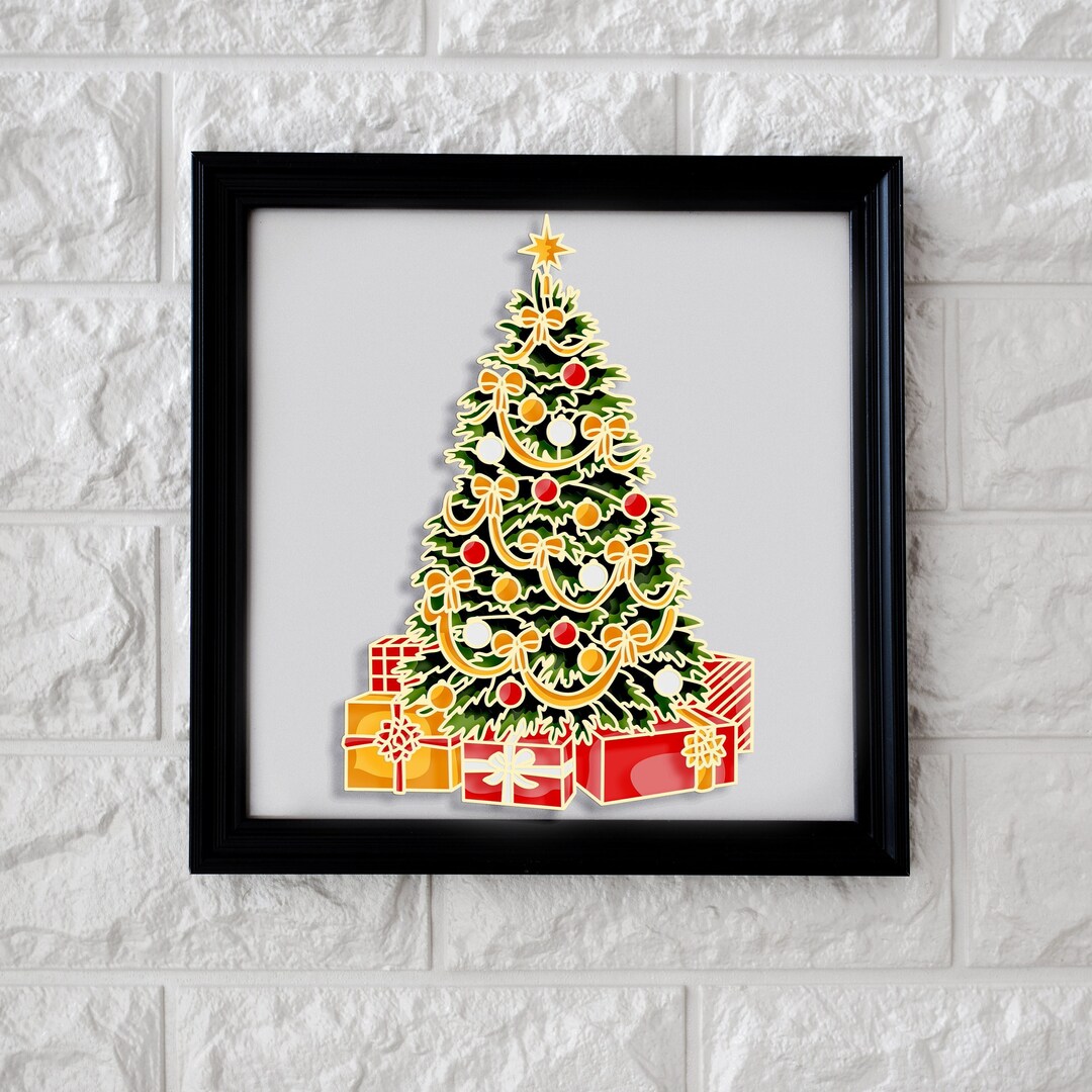 3D Shadow Box Templete,christmas Tree Paper Cut Light Box ,shadow Card ...