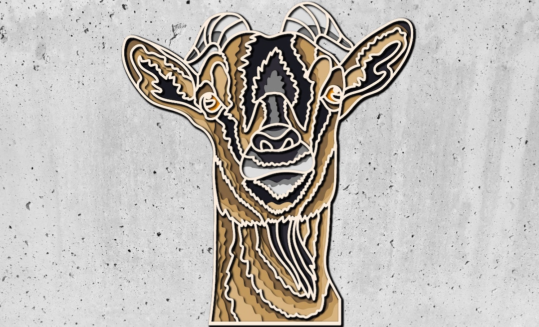 3D Goat Layered SVG for Cardboard, Colorful Goat 3D Papercraft SVG ...