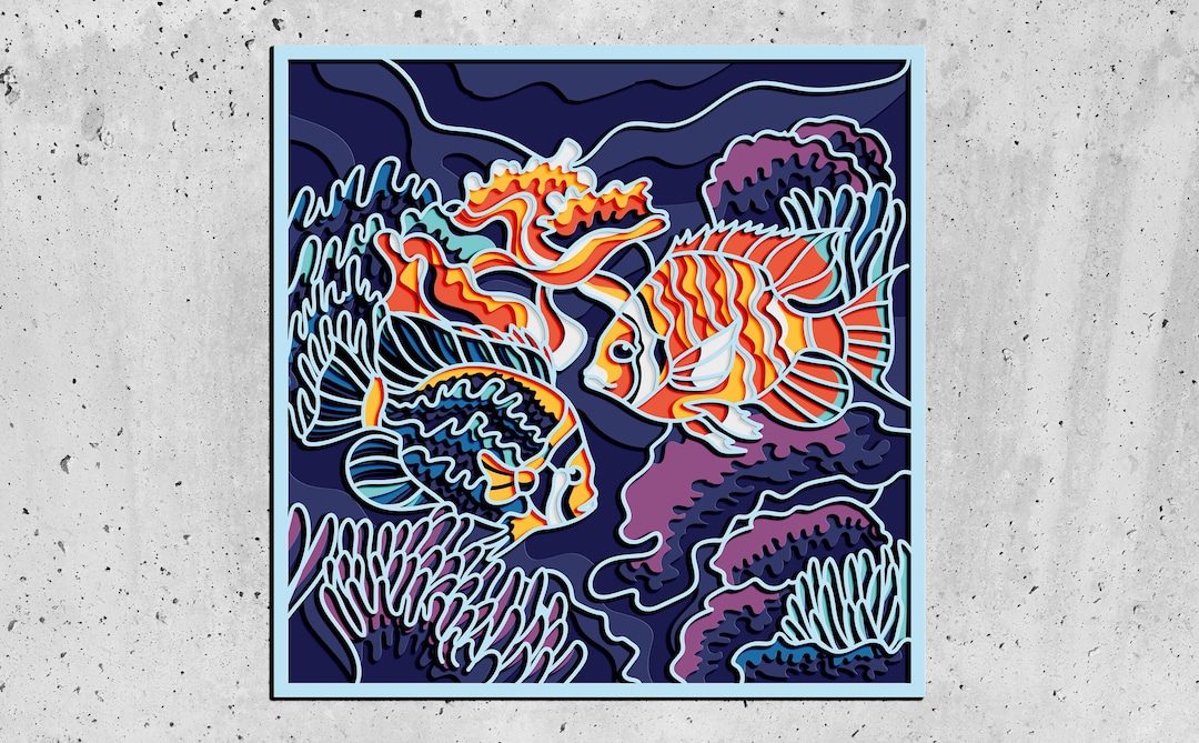Fish 3D Layered SVG for Cardstock,starfish 3D Papercraft,colorful ...