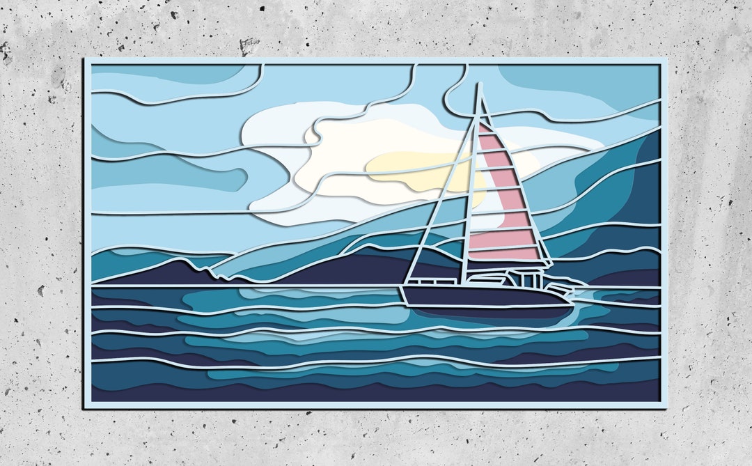 Seascape With Boats 3D Mandala SVG Files, Laser Cut Template Files, Svg ...