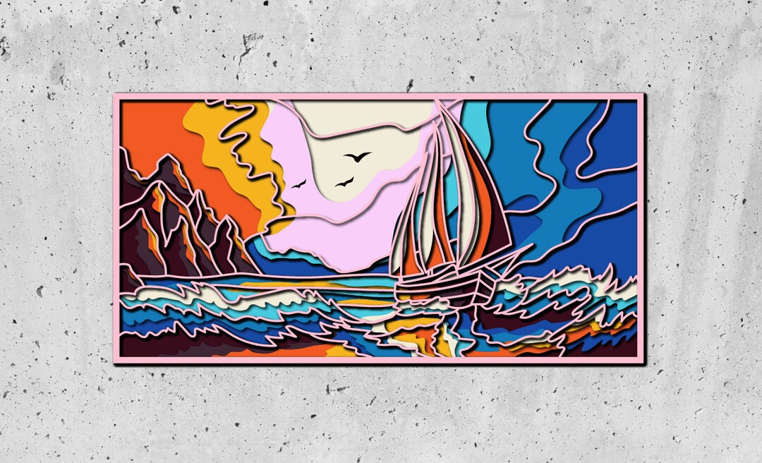 Seascape With Boats 3D Mandala SVG Files, Laser Cutting Pattern Files ...