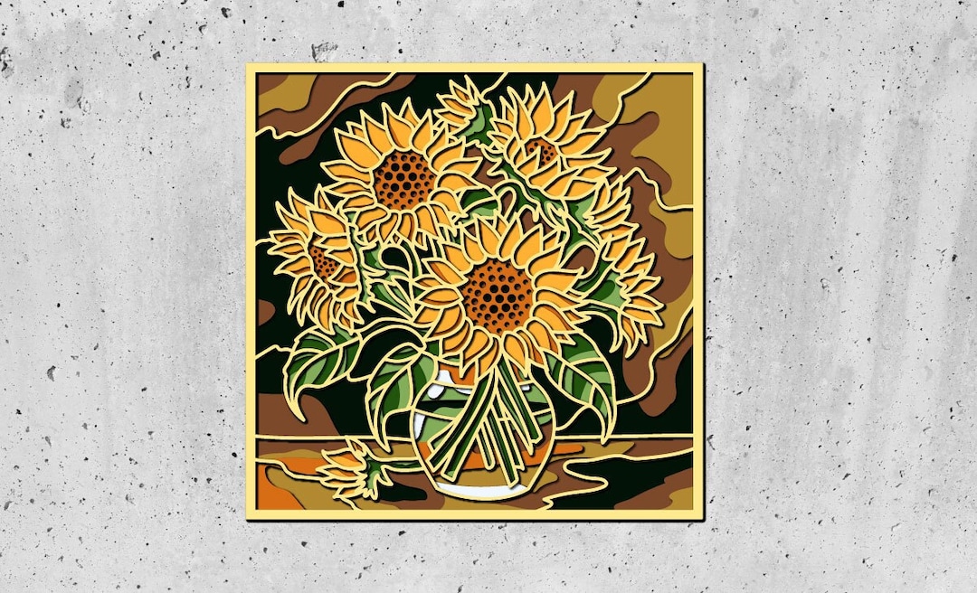 Vase With Sunflowers 3D Mandala Svg,layered SVG Files for Laser or ...