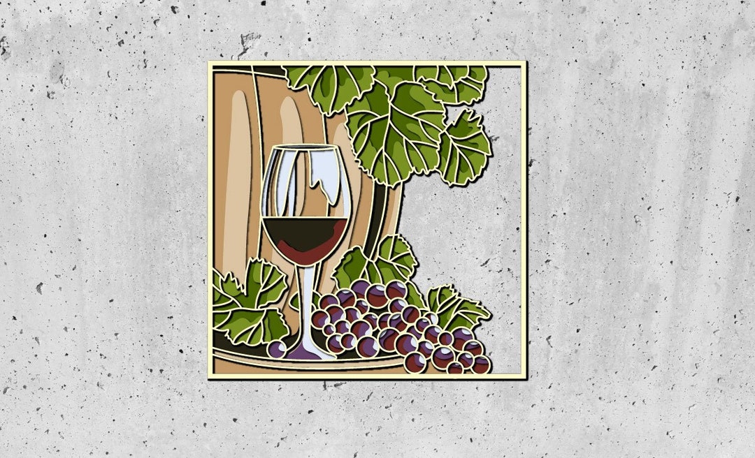 3D SVG Wine Shadow Box Layered, Winery Shadow Box,wine Glass 3D Svg ...