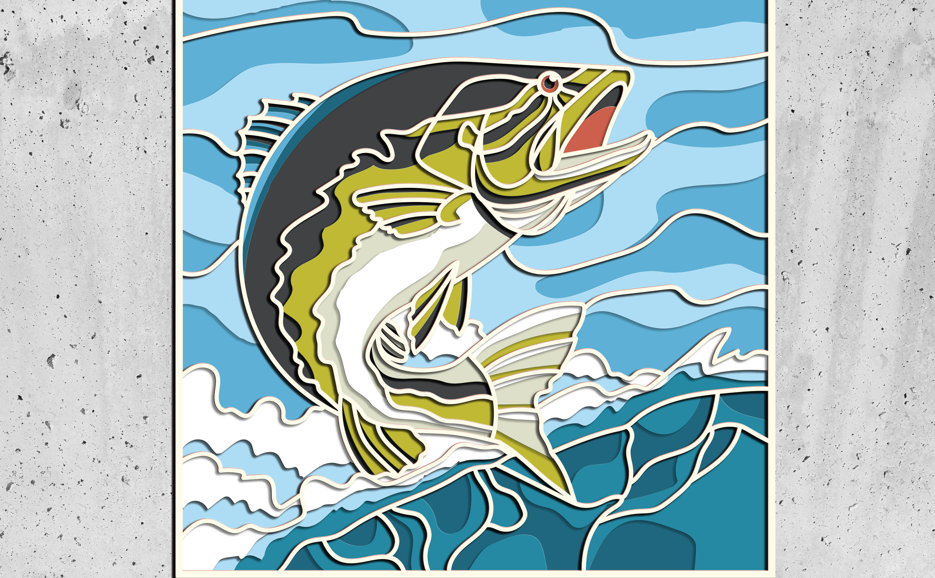 Bass Fish Layered SVG 3d 3D Mandala Svg DXF Templates for - Etsy Australia