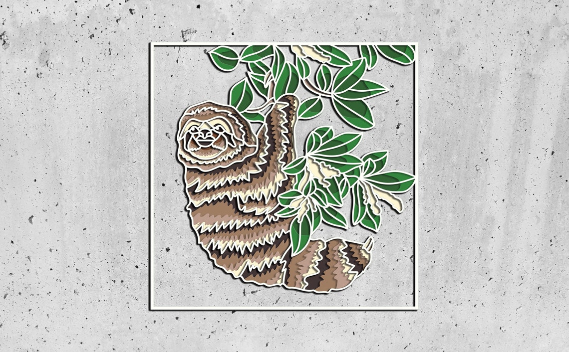 Sloth 3D Layered SVG for Cardboard / Sloth 3D Papercraft / SVG File for ...