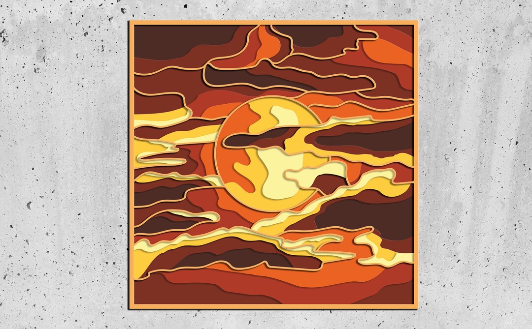 Sunset 3D Zentangle SVG Files, Laser Cut Template Files, Layered CNC ...