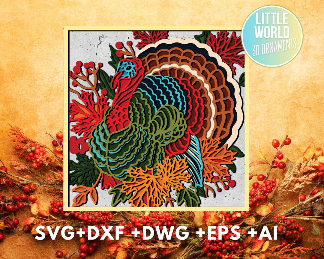 3D SVG Turkey Shadow Box,autumn 3d Svg, Shopopath 3D Svg, Cricut ...