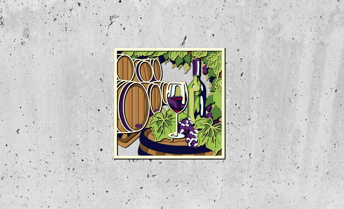 3D SVG Wine Shadow Box Layered Grape Vines,leaves 3d Svg, Flowers ...