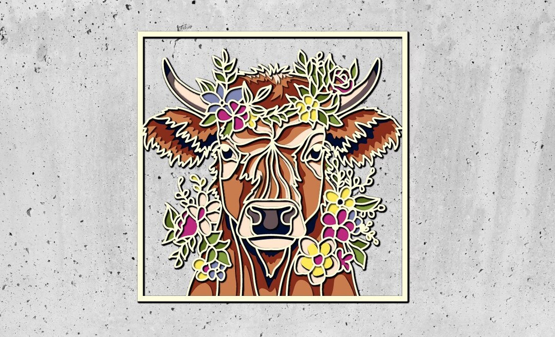 3D Cow Layered SVG, Farm Decoration, Colorful Cow 3D Papercraft SVG ...