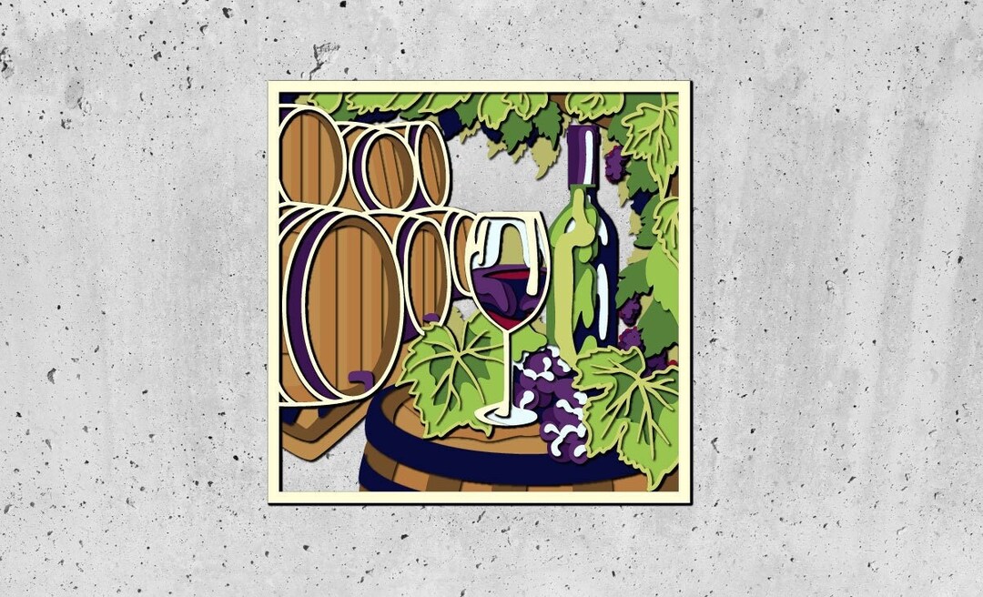 3D SVG Wine Shadow Box Layered Grape Vines,leaves 3d Svg, Flowers ...