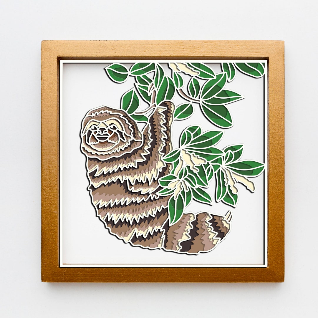 Sloth 3D Layered SVG for Cardboard / Sloth 3D Papercraft / SVG File for ...