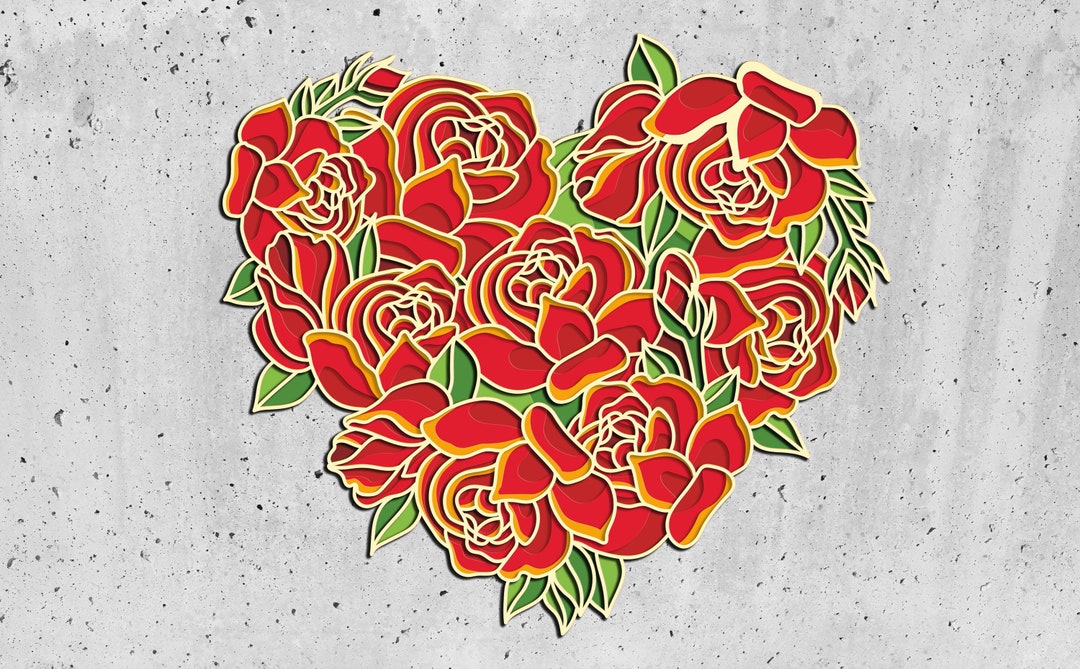 3D Rose Heart Mandala Svg Files, Heart Mandala Svg, Wall Decor Svg ...