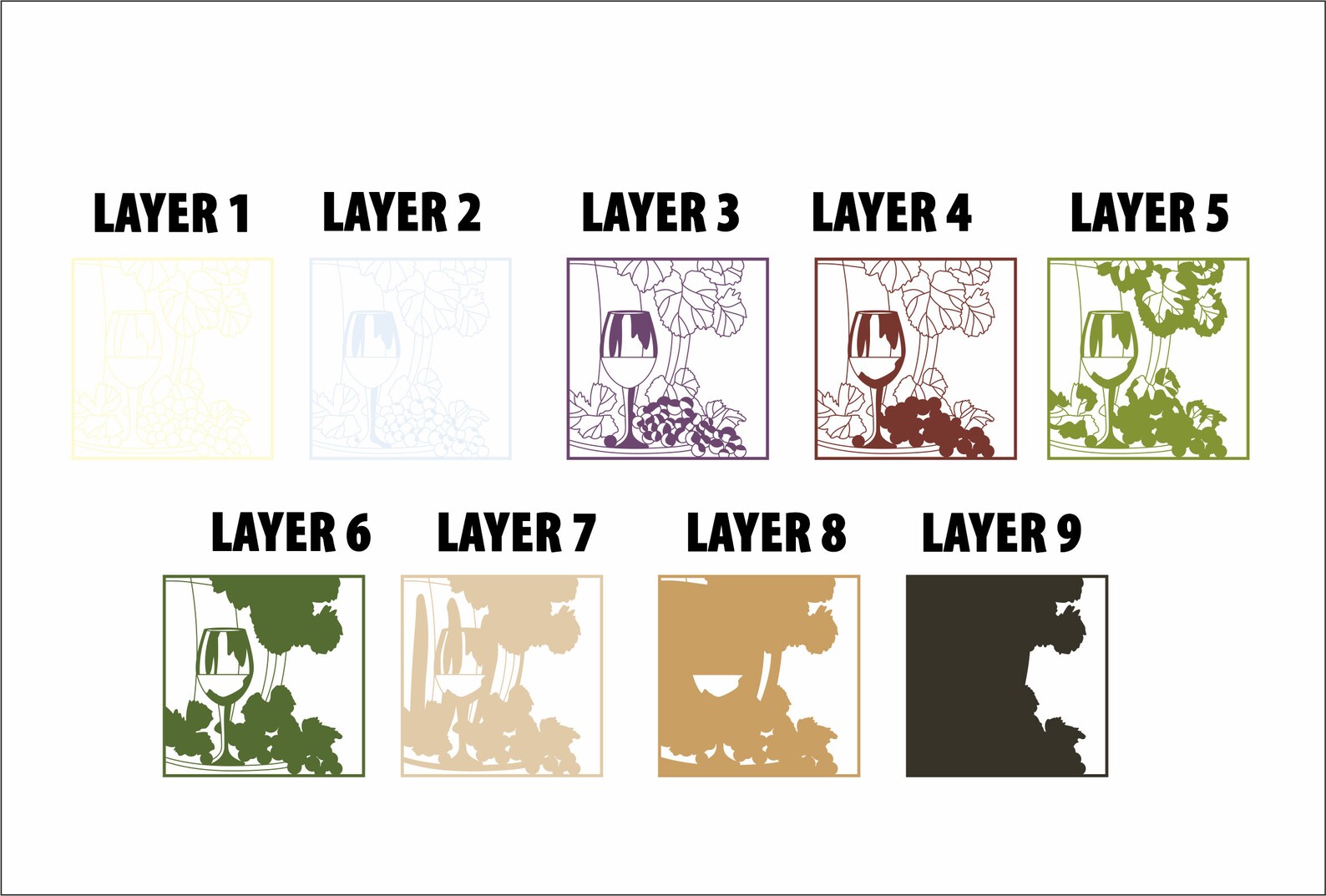 3D SVG Wine Shadow Box Layered, Winery Shadow Box,wine Glass 3D Svg ...