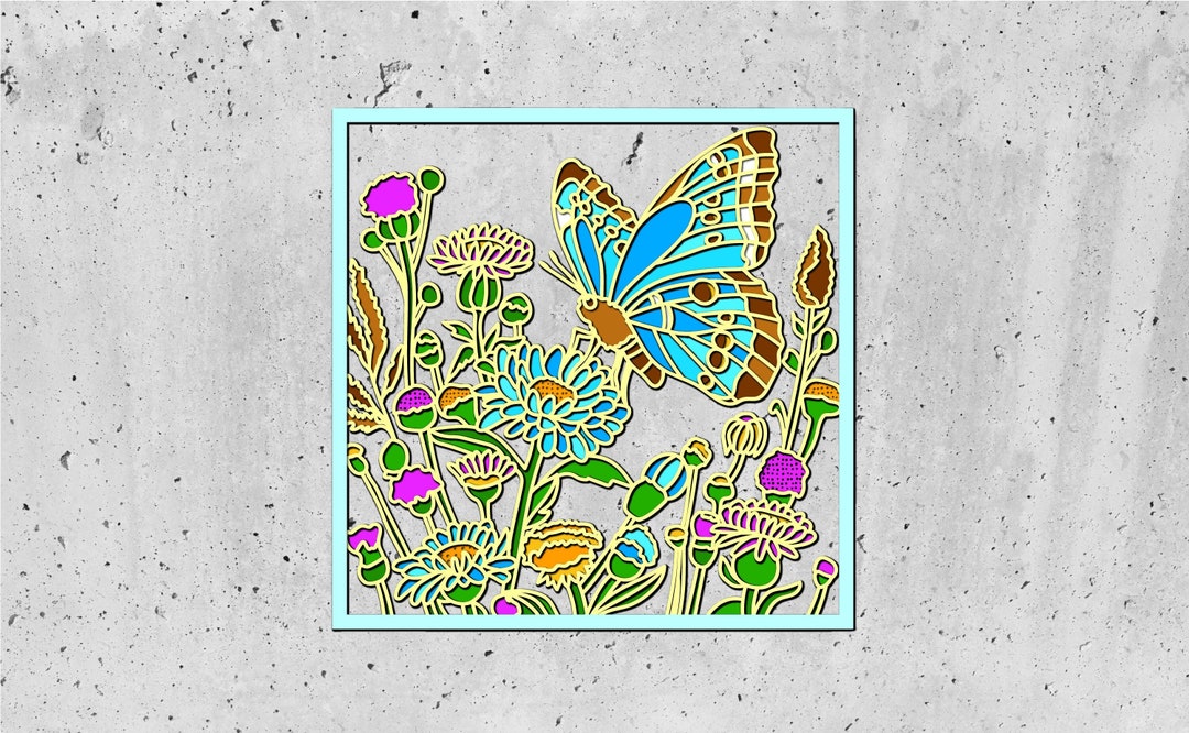 3D Butterfly With Shadow Svg,3d Papercut Flowers Svg, Cricut Silhouette ...