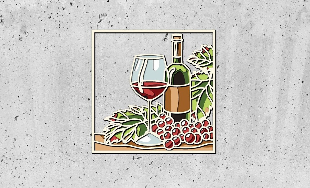 3D SVG Wine Shadow Box Layered Grape Vines,leaves 3d Svg, Flowers ...
