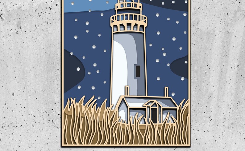 Lighthouse in Night 3D Mandala SVG Files, Laser Cut Template Files ...