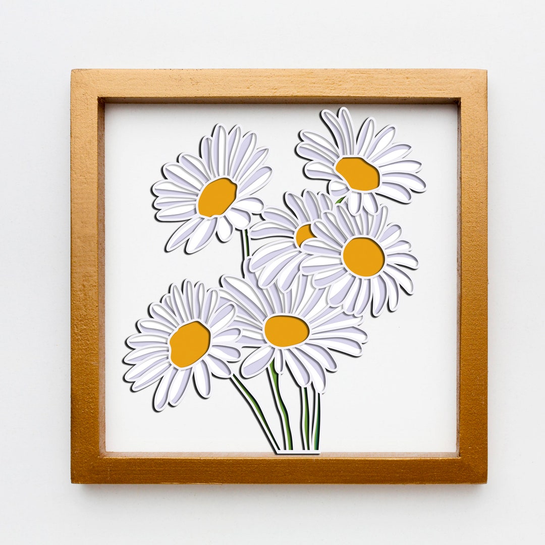 Daisy SVG, Daisy Cutting File Layered File, Daisy 3D Svg, 3D File ...