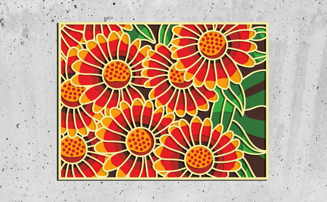 African Daisy SVG, Layered Daisy Cutting Bird File, Daisy 3D Svg, Cut ...